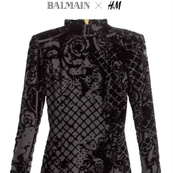 Balmain | Tops | Balmain X Hm Collection Velvet Burnout Top Xs 2 | Poshmark
